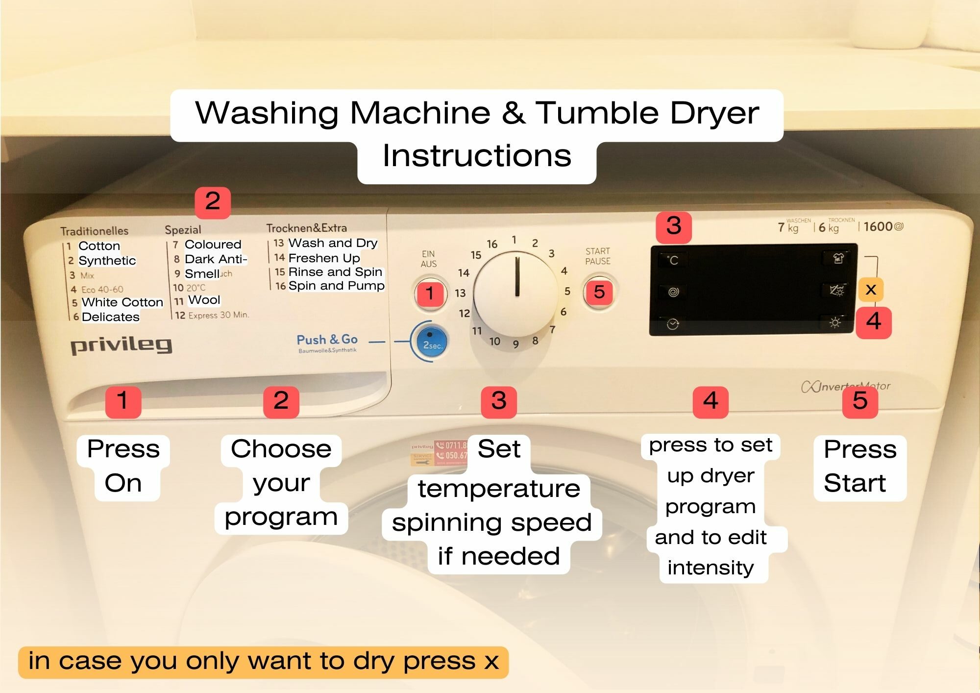 Instructions Washing Machine / Dryer – Vienna-Heights